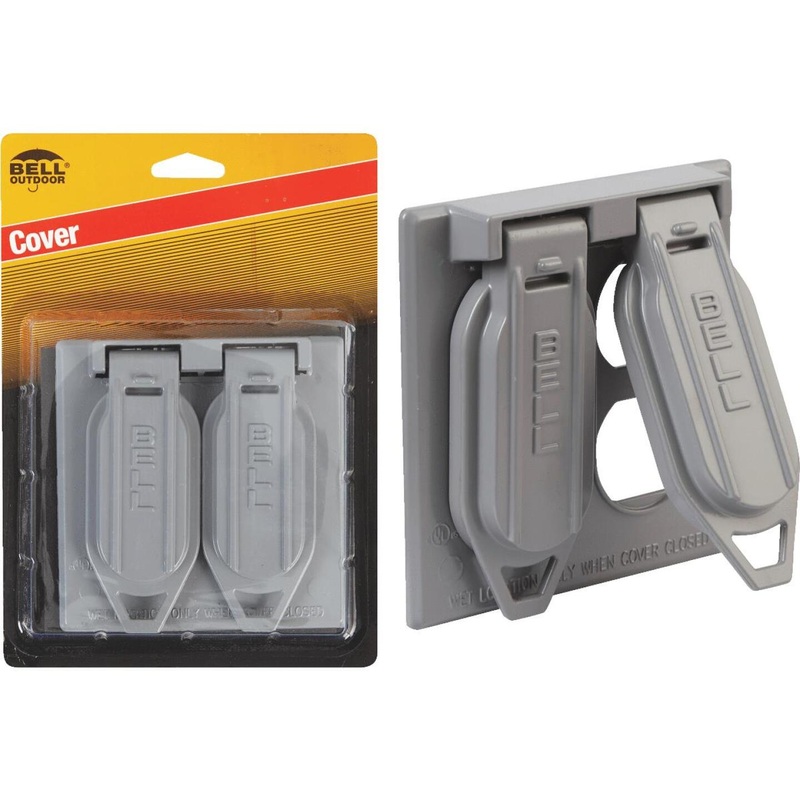 Bell Vertical 2-Gang Aluminum Gray Weatherproof Outdoor Outlet Cover ...