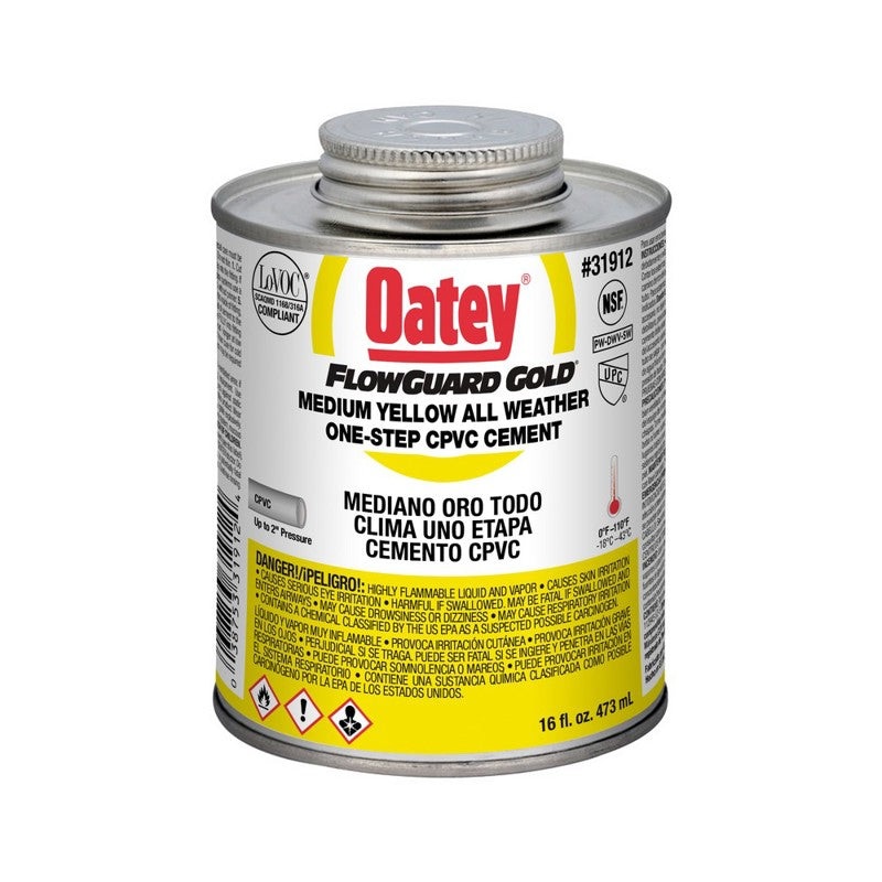 Oatey 16 oz. CPVC All Weather Flowguard Gold 1-Step Yellow Cement ...